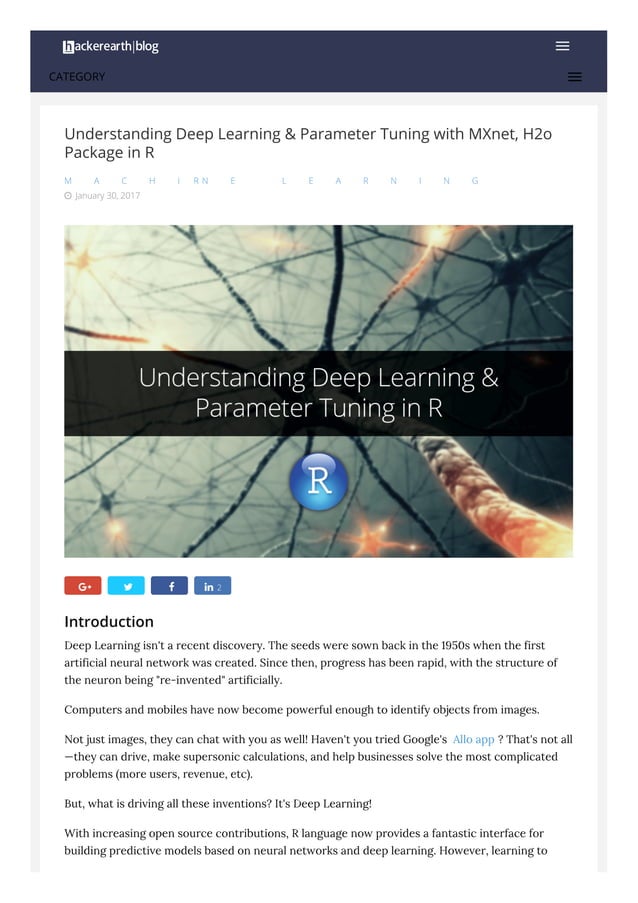 Understanding Deep Learning & Parameter Tuning with MXnet, H2o Package in R | PDF | Web ...
