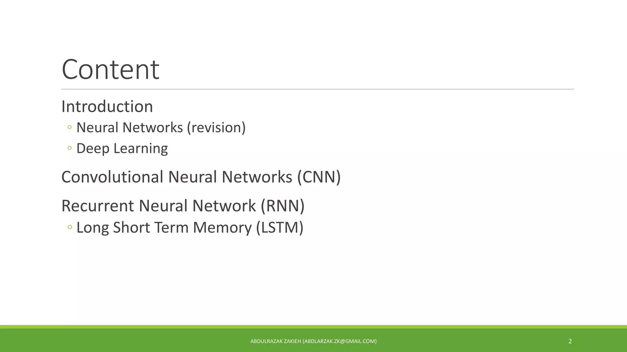 Introduction to Deep learning | PPTX