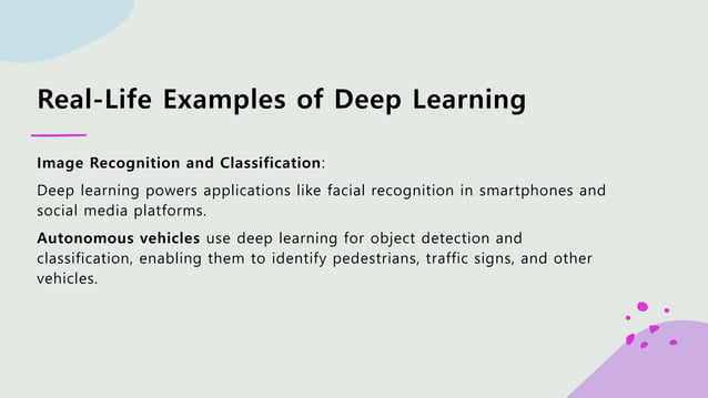 Deep learning intro and examples and types | PPT