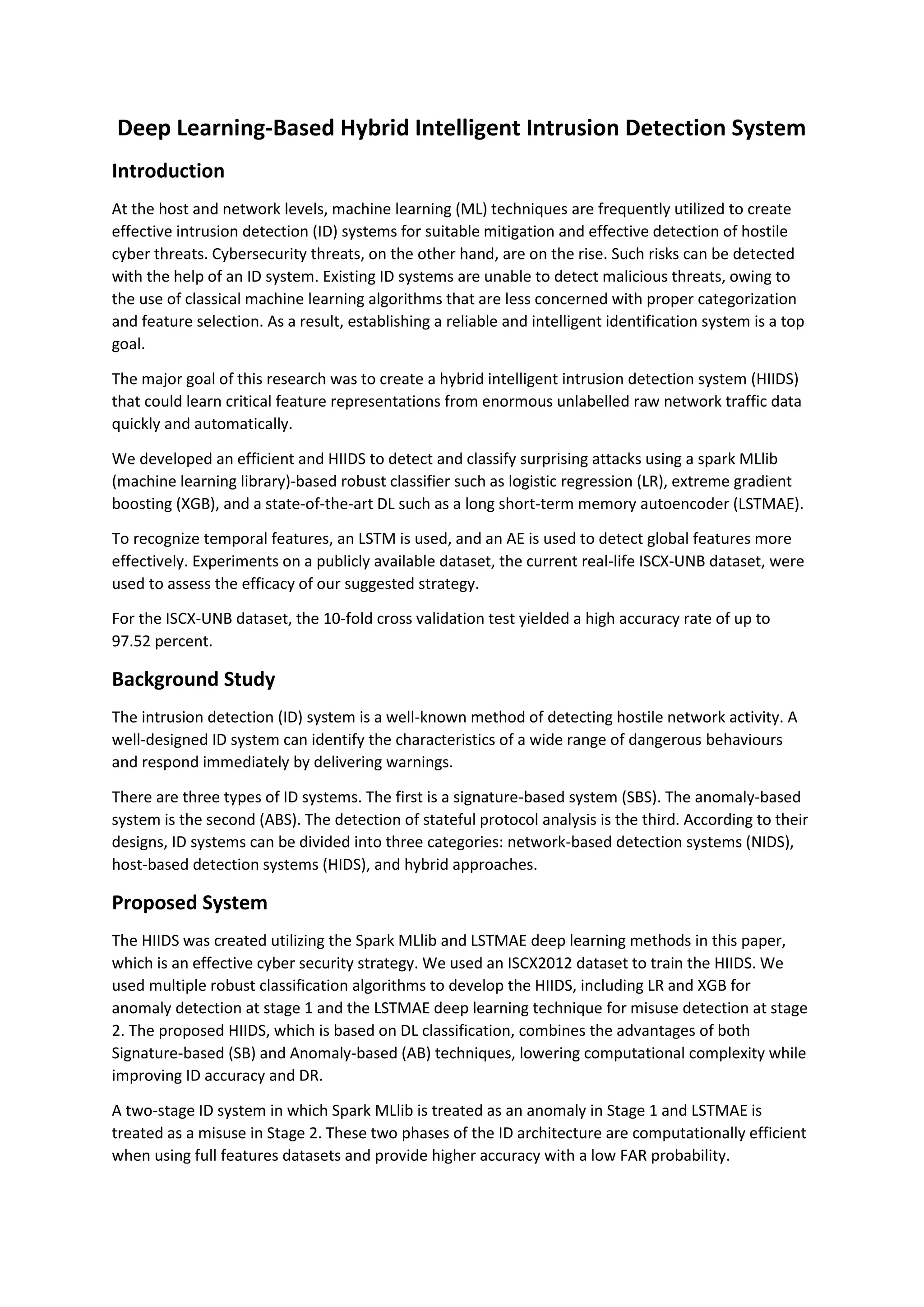 Deep learning based hybrid intelligent intrusion detection system | PDF