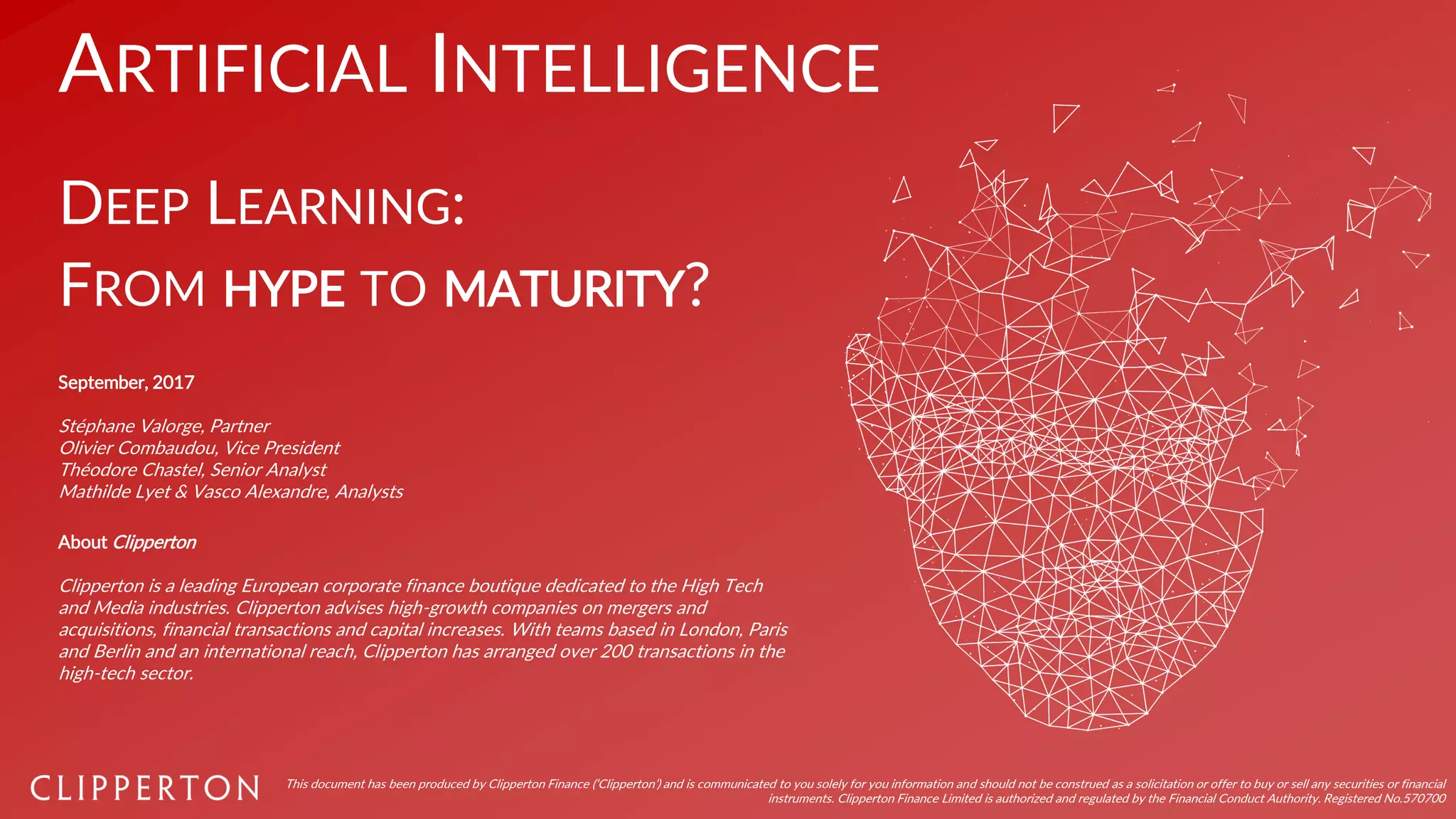 Clipperton - AI - Deep Learning: From Hype to Maturity? | PPT
