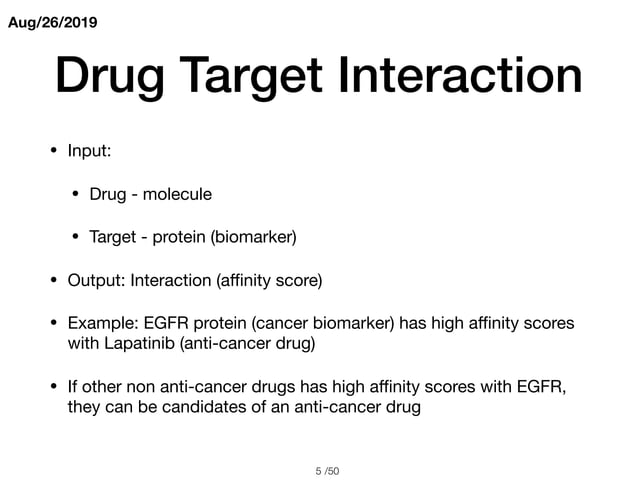 Deep learning based drug protein interaction | PPT