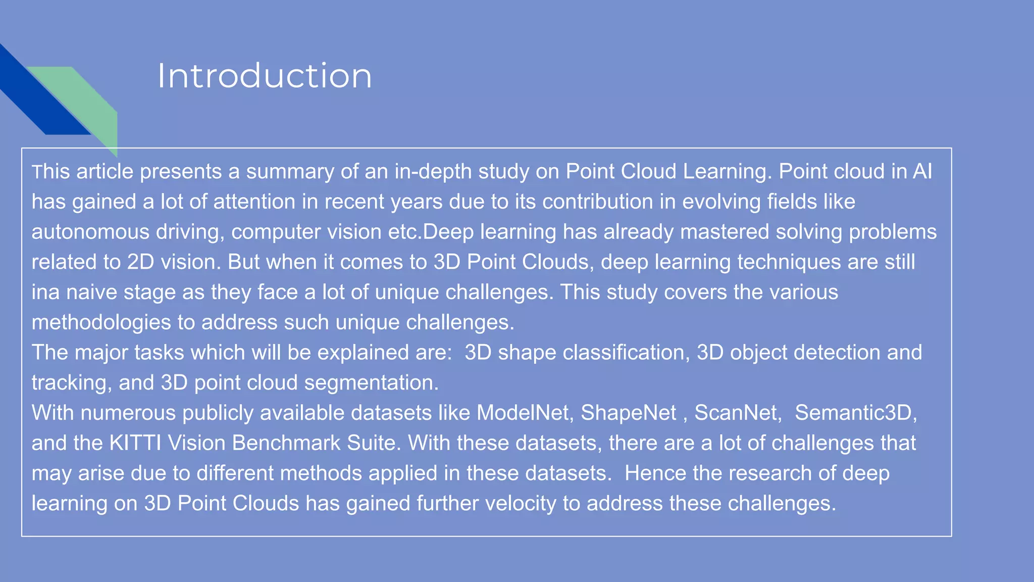 Deep learning for 3 d point clouds presentation | PDF