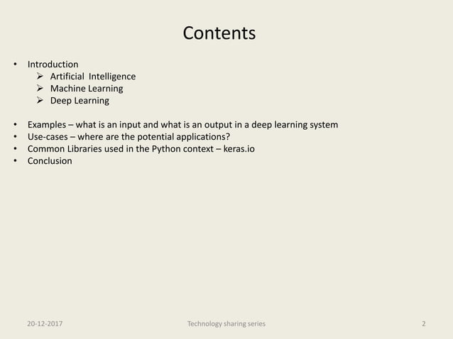 Deep learning for dummies dec 23 2017 | PPT
