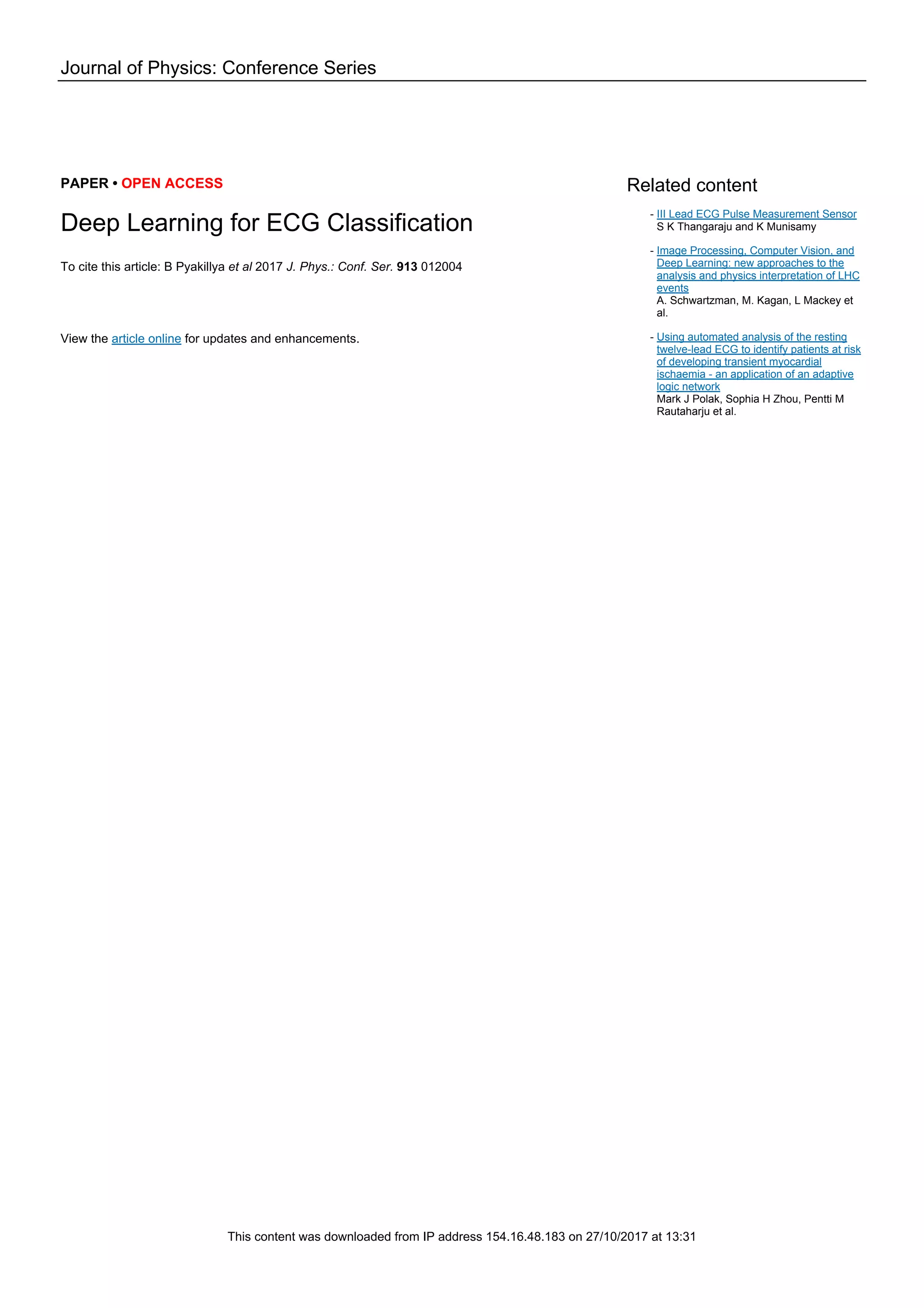 Deep learning for_ecg_classification | PDF