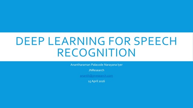 Deep Learning For Speech Recognition | PDF | Digital Audio | Computer Software and Applications