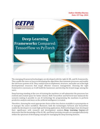 Deep Learning Frameworks Compared: TensorFlow vs PyTorch - CETPA's | PDF