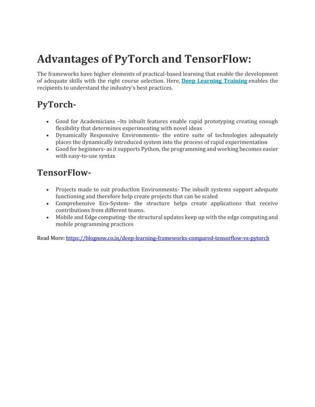 Deep Learning Frameworks Compared: TensorFlow vs PyTorch - CETPA's | PDF