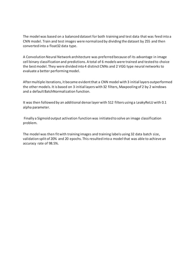 Deep Learning Malaria Detection Model by Emmanuel Baisire | PDF