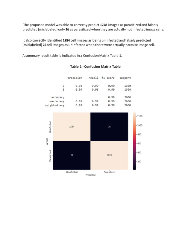 Deep Learning Malaria Detection Model by Emmanuel Baisire | PDF
