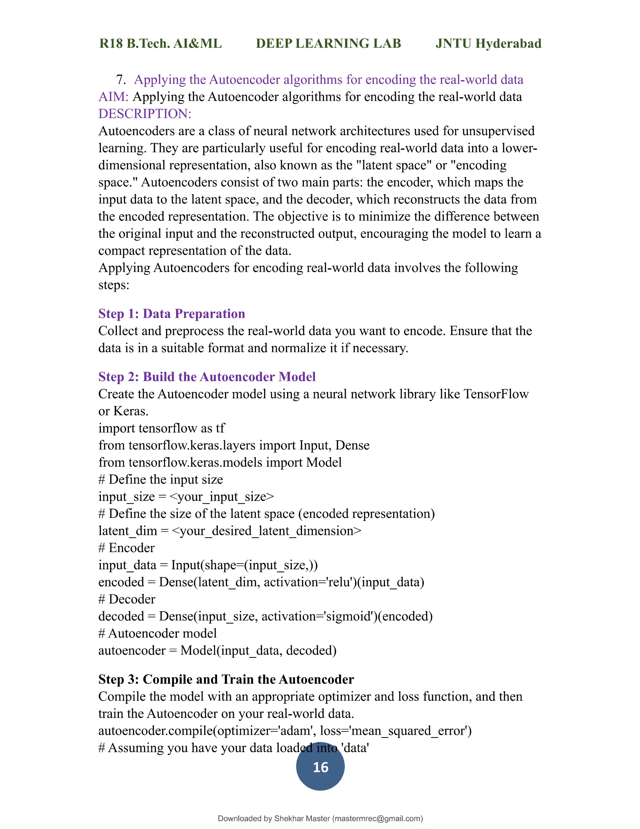 DEEP Learning R18 Jntuh LAB1 Manual2.pdf | Free Download