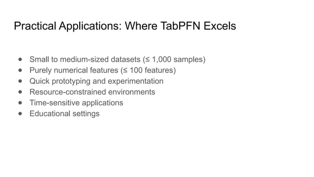 TabPFN: A Transformer That Solves Small Tabular Classification Problems in a Second | PPTX
