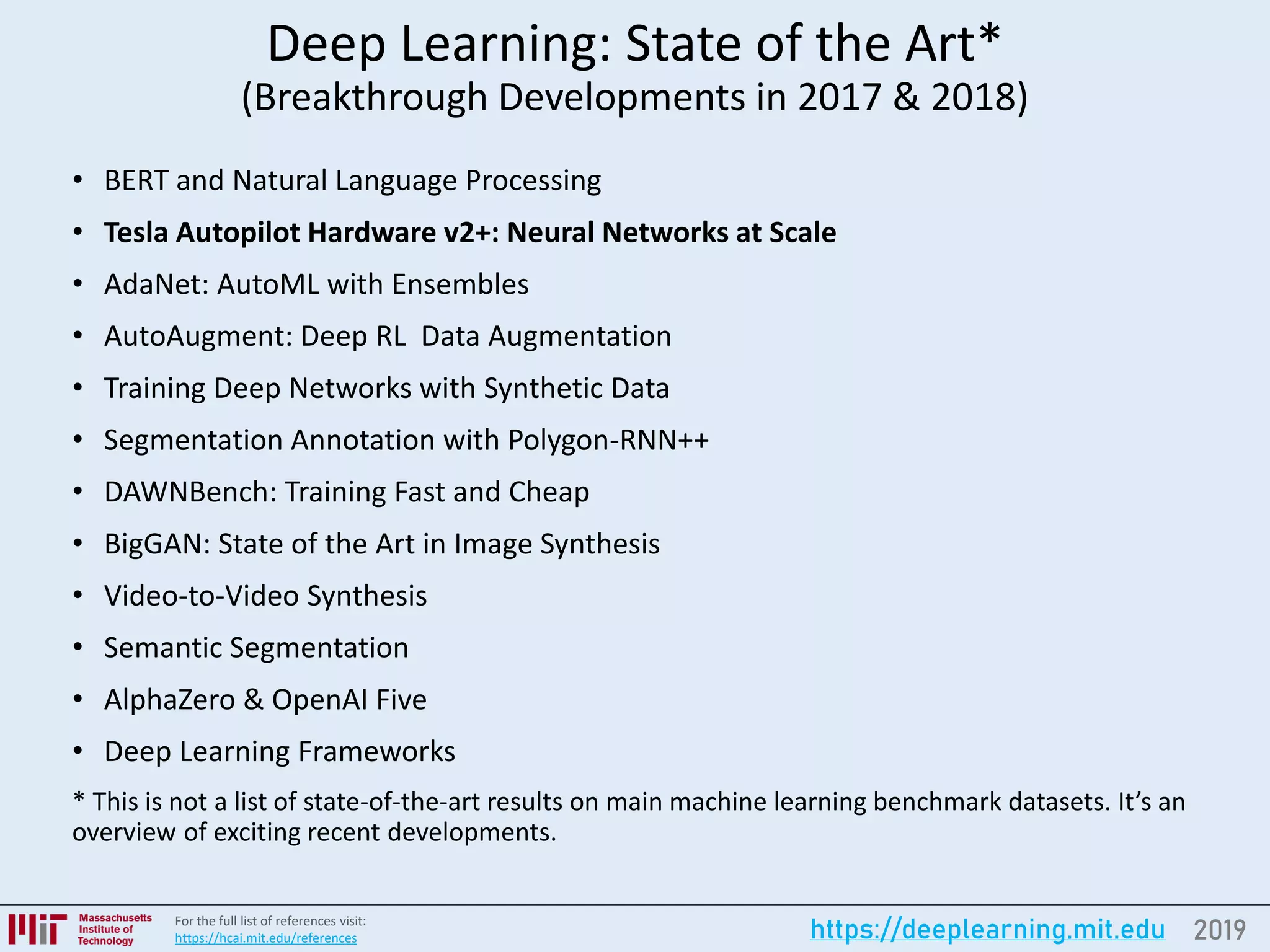 Deep Learning State of the Art (2019) - MIT by Lex Fridman | PDF
