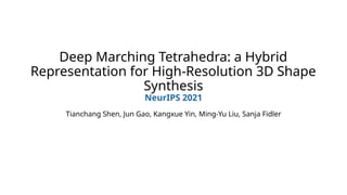 Deep Marching Tetrahedra: a Hybrid Representation for High-Resolution 3D Shape Synthesis | PPT