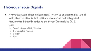 Deep neural networks for Youtube recommendations | PPT