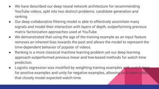 Deep neural networks for Youtube recommendations | PDF