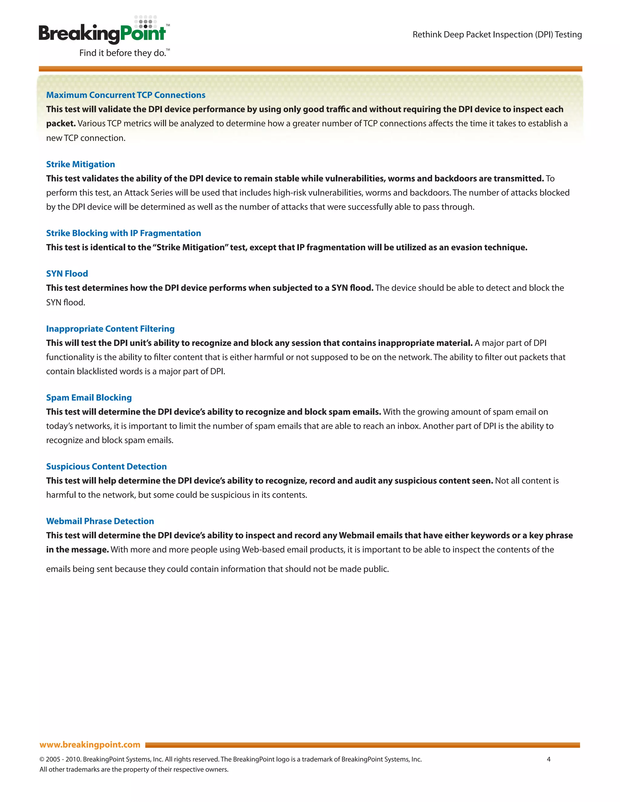 Deep Packet Inspection (DPI) Test Methodology | PDF