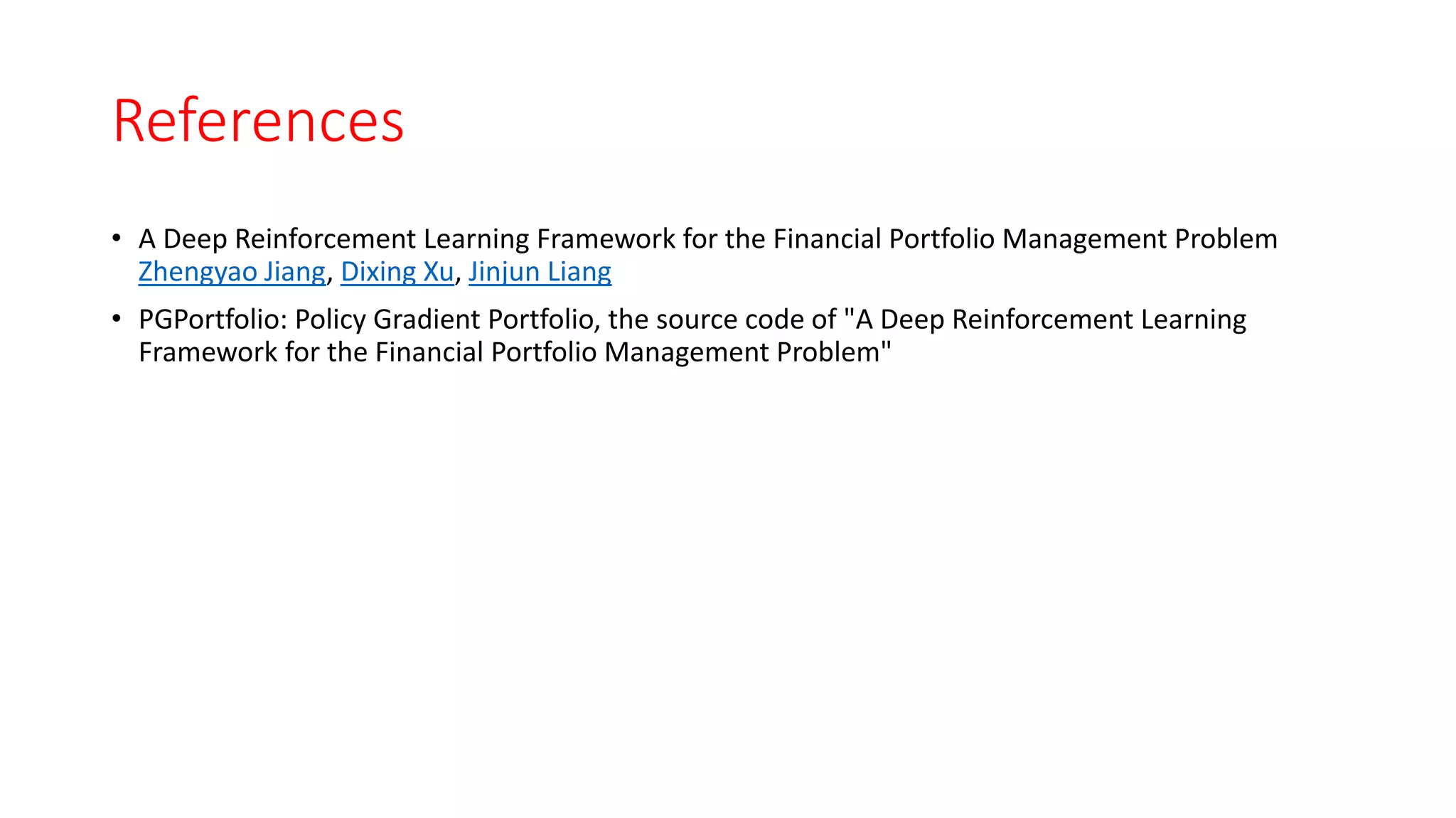 Deep reinforcement for portfolio management | PPTX