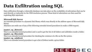DNS Exfiltration and Out-of-bound attacks | PPTX