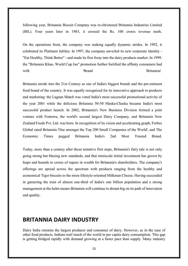 Britannia Project Report | PDF | Business Administration | Business