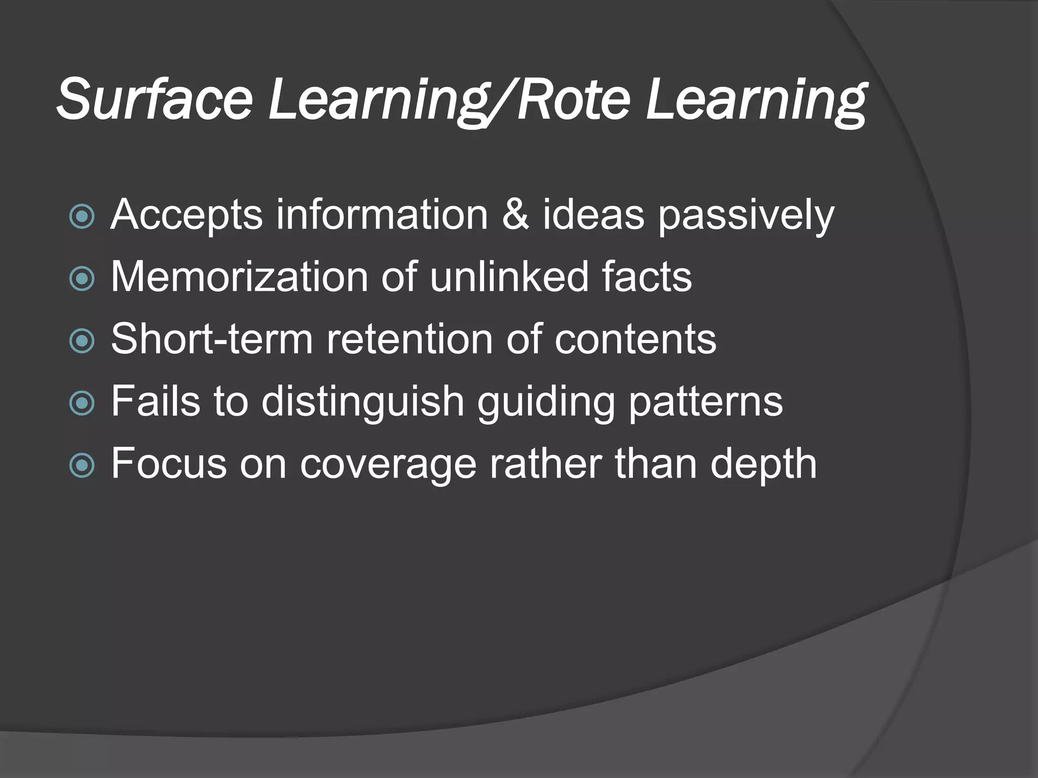 Deep & surface learning | PPTX