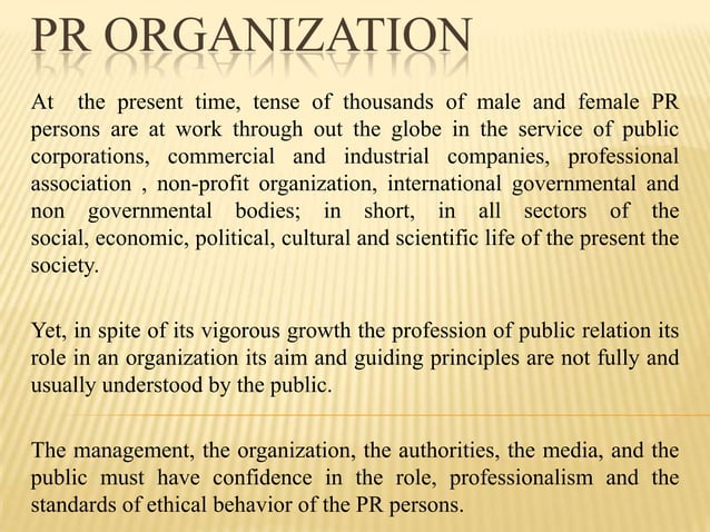 Presentation on pr organization | PPTX