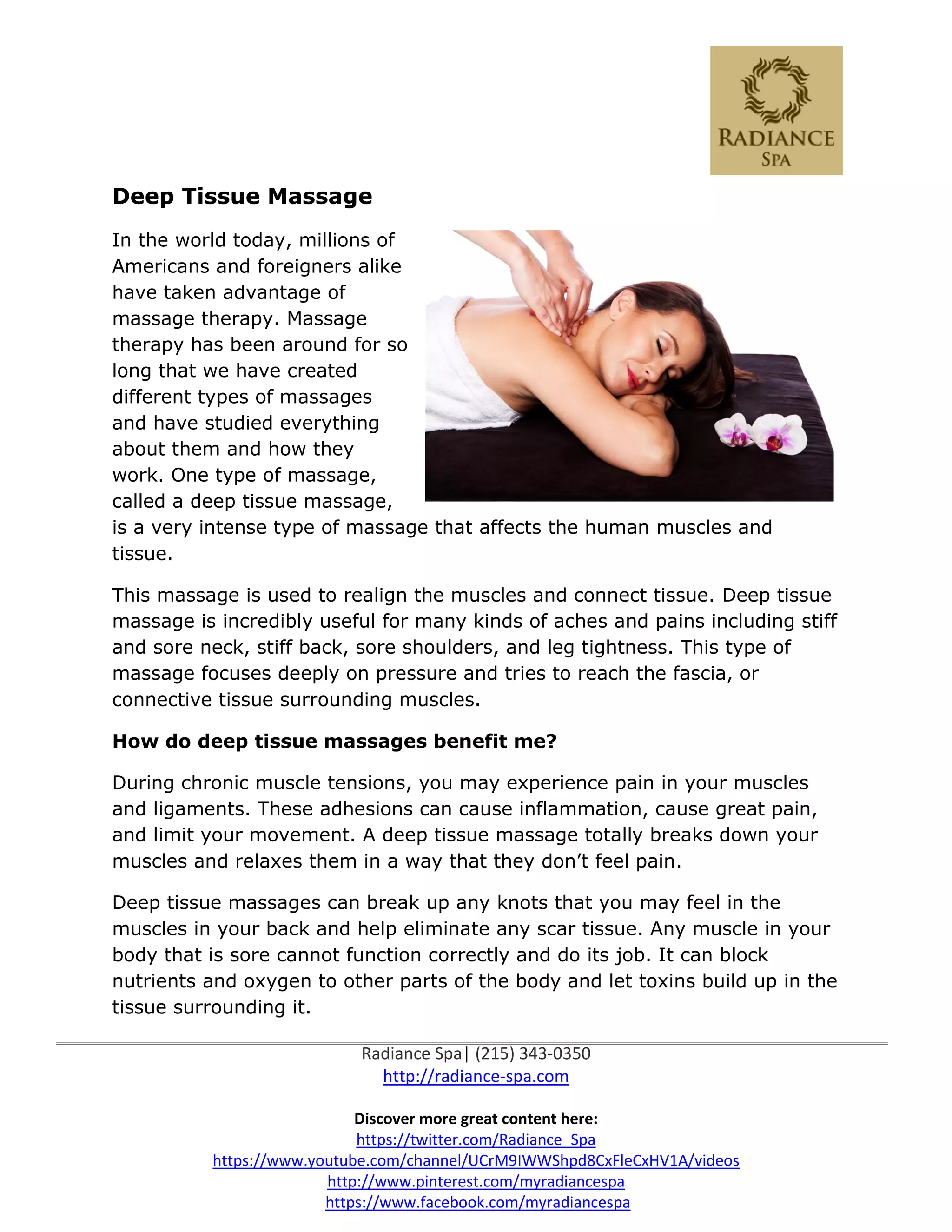 Deep tissue massage | PDF