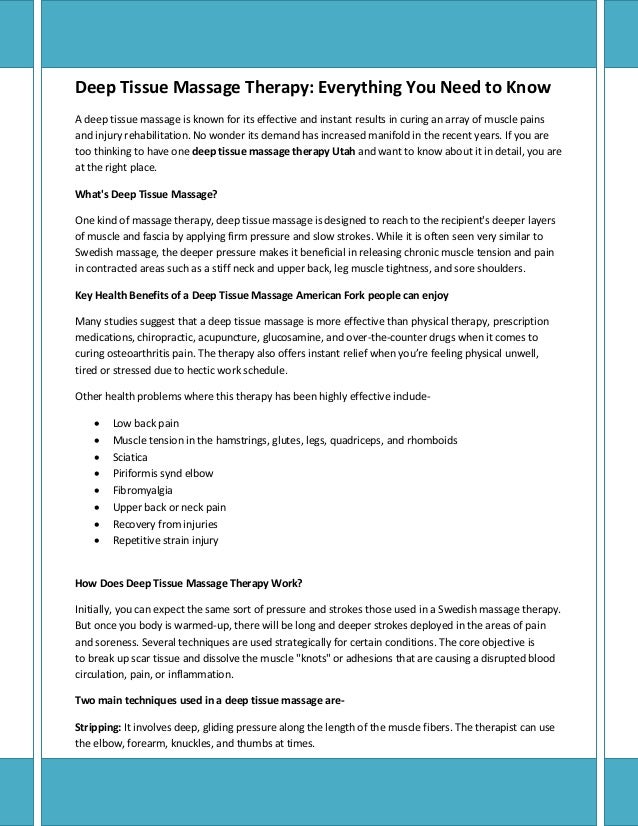 Deep tissue massage therapy everything you need to know