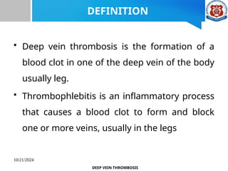 DEEP VEIN THROMBOSIS MEDICAL SURGICAL N. | PPT