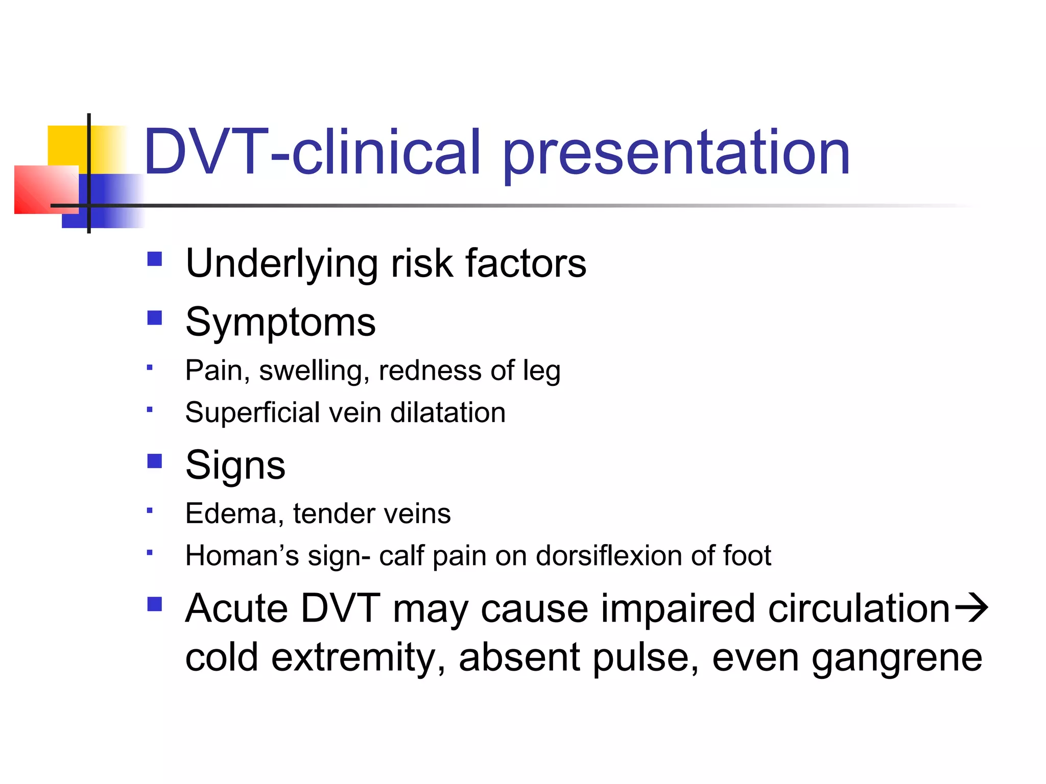 Deep vein thrombosis and pulmonary thromboembolism | PPT
