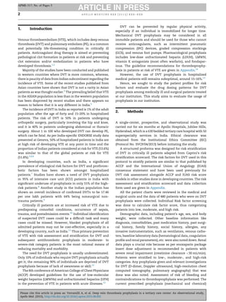 Deep vein thrombosis prophylaxis in a tertiary care center: An ...