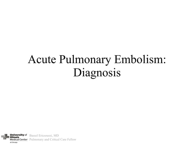 Deep Venous Thrombosis and Pulmonary Embolism : Diagnostic Approach and ...