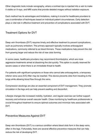 Effective Deep Vein Thrombosis Treatment by Dr.Gaurav Gangwani | PDF