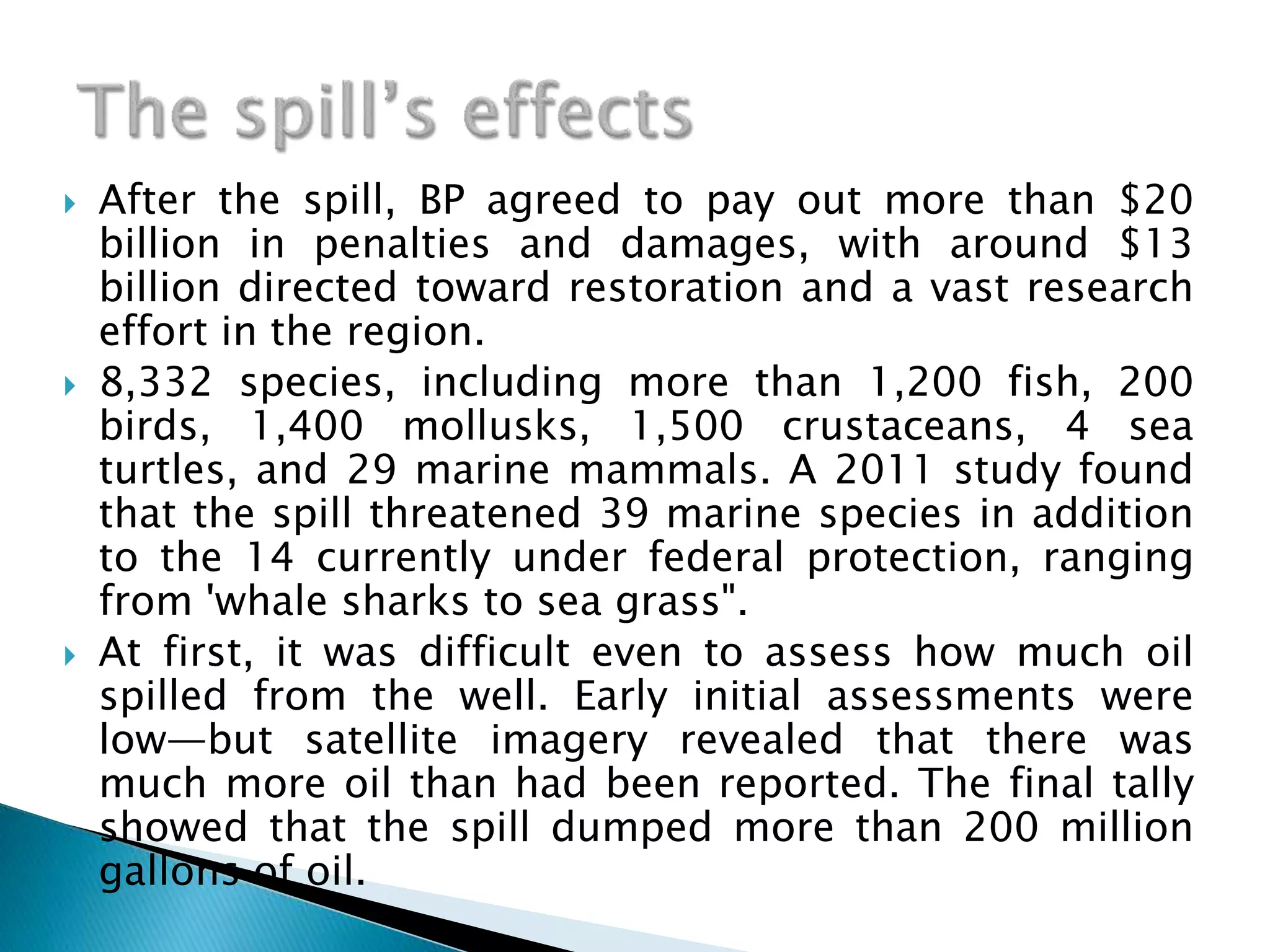 Deep Water Horizon Oil Spill (B. P. Oil Spill) | PPTX