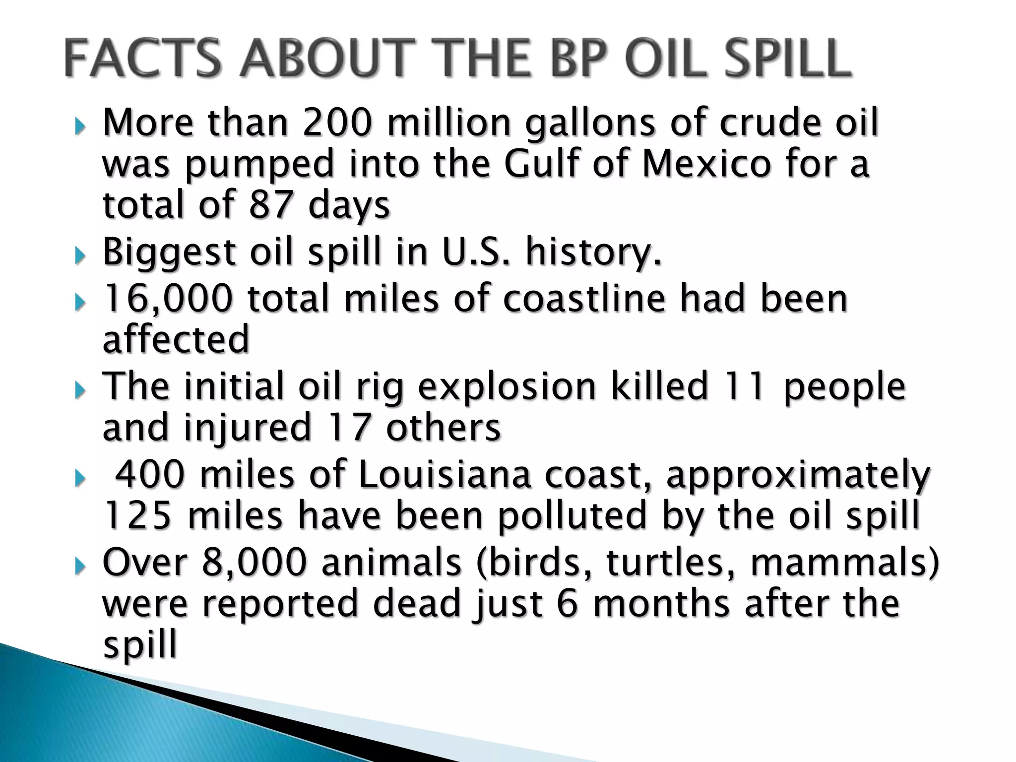 Deep Water Horizon Oil Spill (B. P. Oil Spill) | PPTX