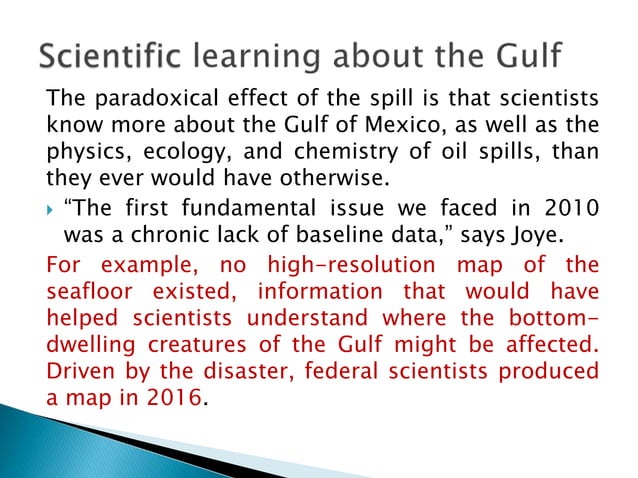 Deep Water Horizon Oil Spill (B. P. Oil Spill) | PPTX