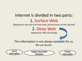 Deep web | PPTX | Search | Internet
