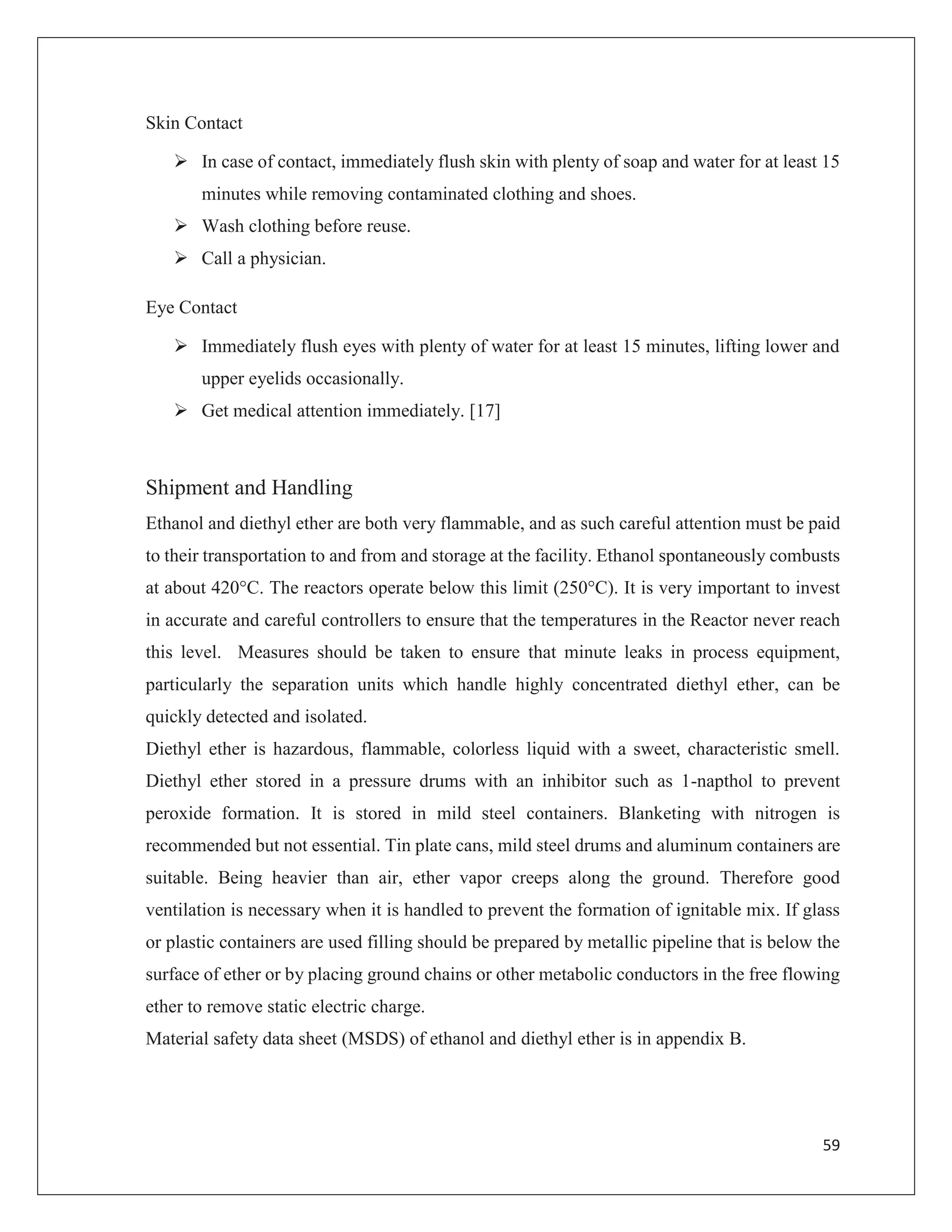 Diethyl Ether (DEE): Safety and Health Consideration | PDF