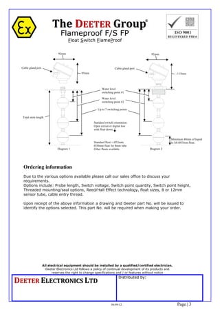 Deeter FS FP Flameproof Float Switch Spec Sheet | PDF