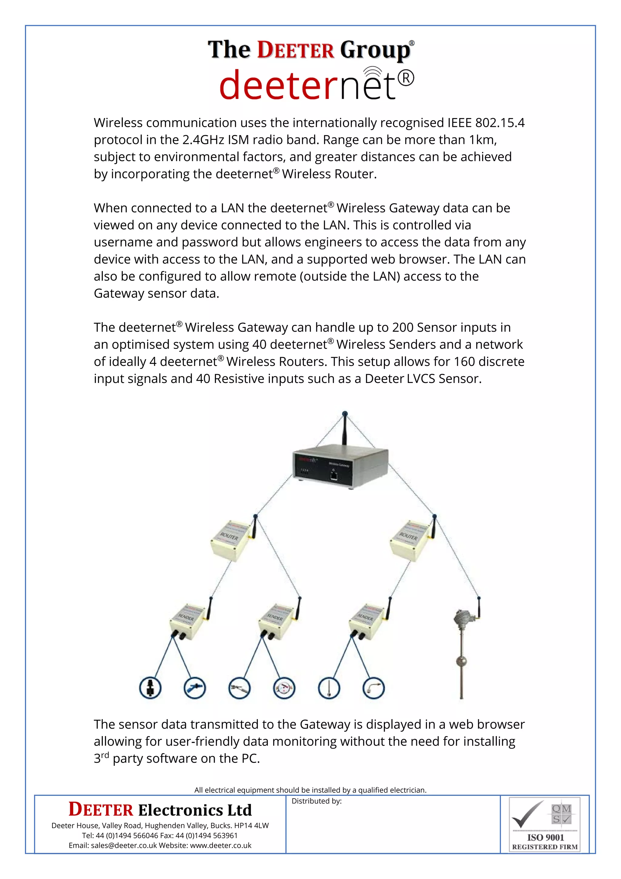 Deeternet Wireless Gateway - Spec Sheet | PDF