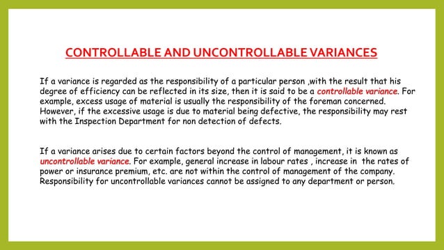Control Ratios and Managerial Usage of Variances | PPT