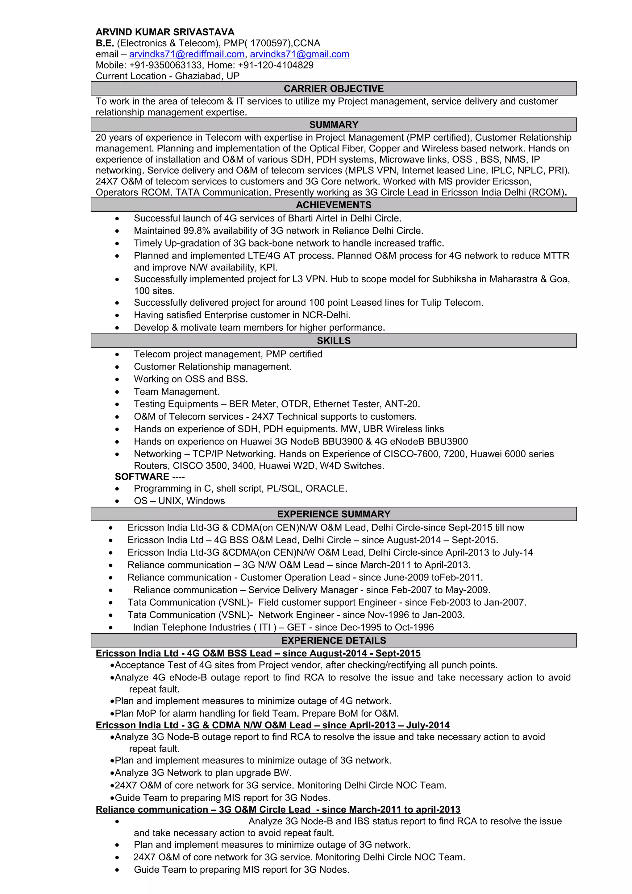 Resume_Arvind_Srivastava | PDF