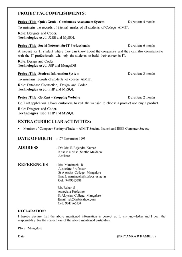 Priyanka CV | PDF