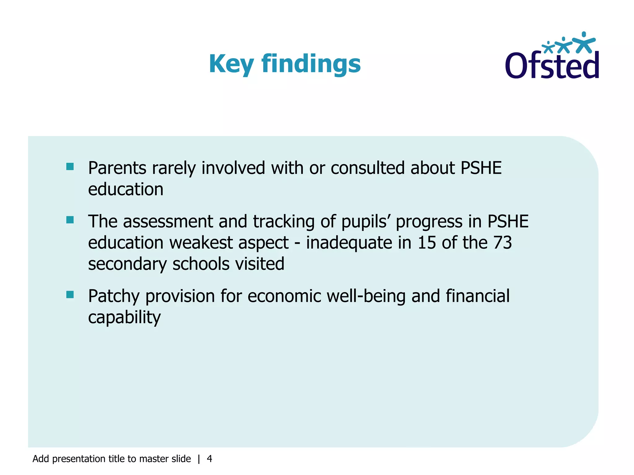 PSHE education in School - Ofsted | PPT