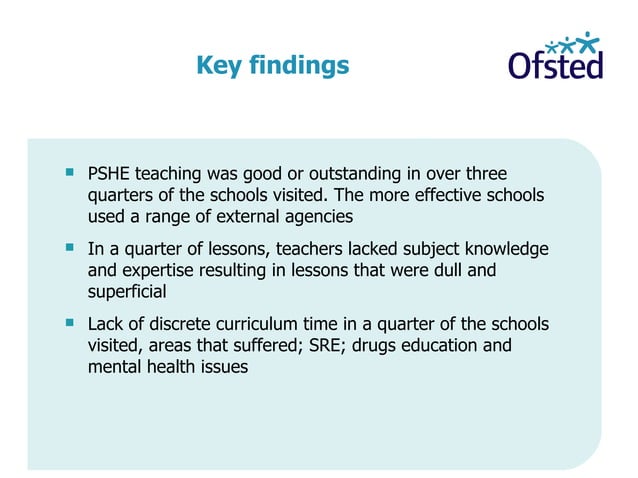 PSHE education in School - Ofsted | PPT