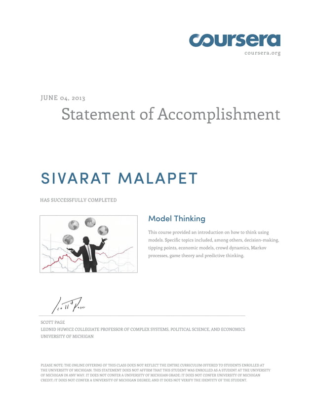 Coursera modelthinking 2015 | PDF | Education