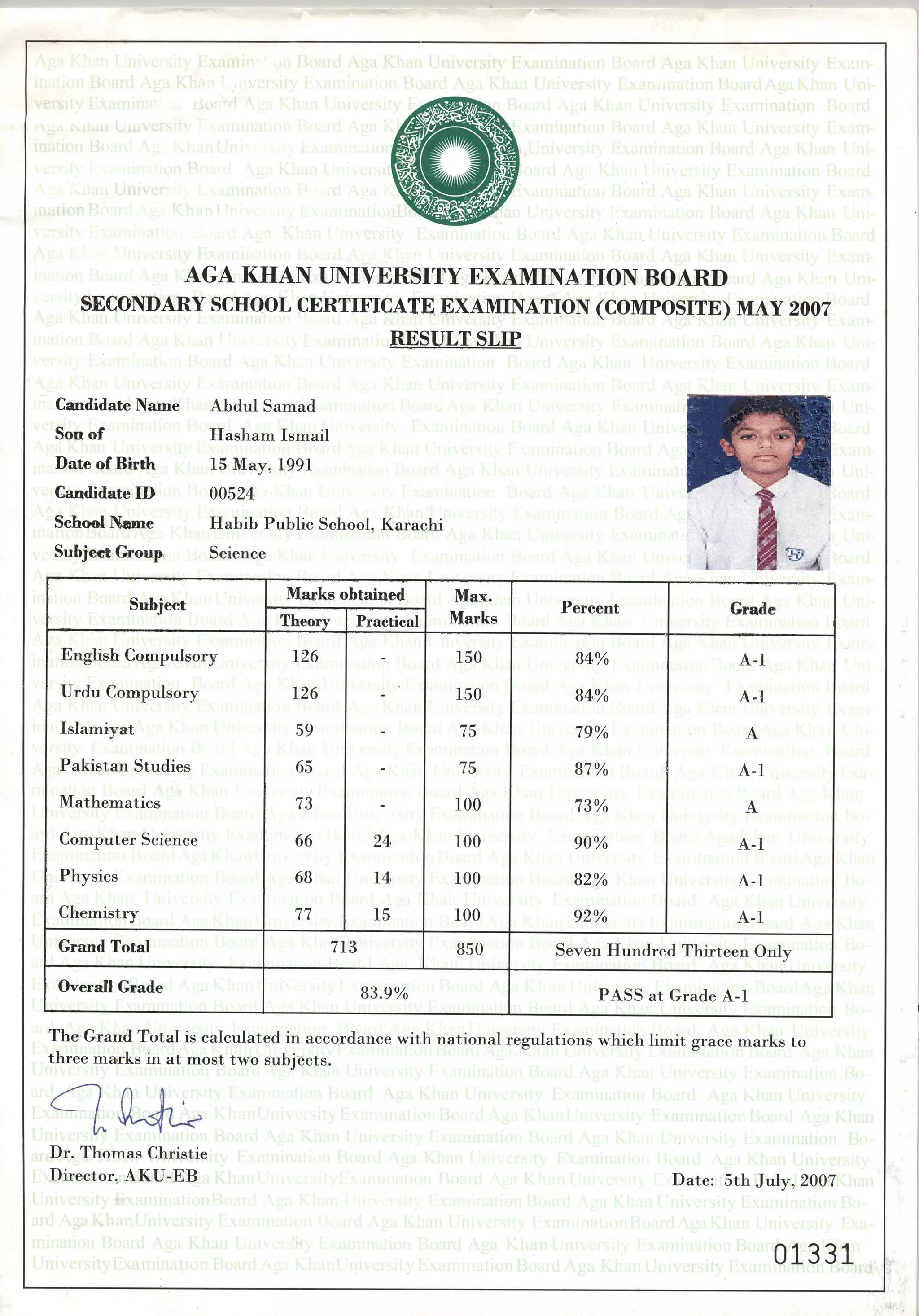 Matric Marksheet | PDF