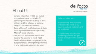 De facto infotech company profile | PPTX