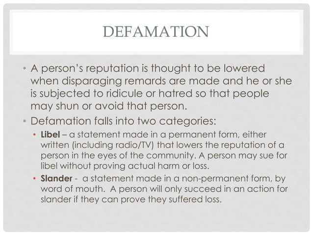 Defamation | PPTX | Law