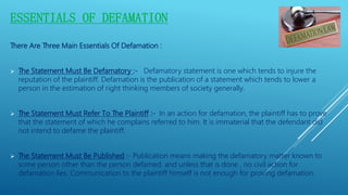 Defamation and its types - law of torts seminar ppt | PPTX